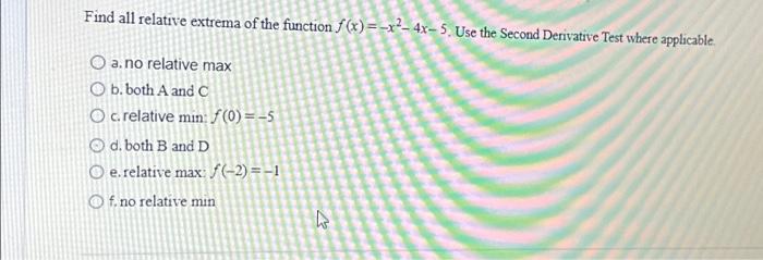 Solved Find all relative extrema of the function | Chegg.com