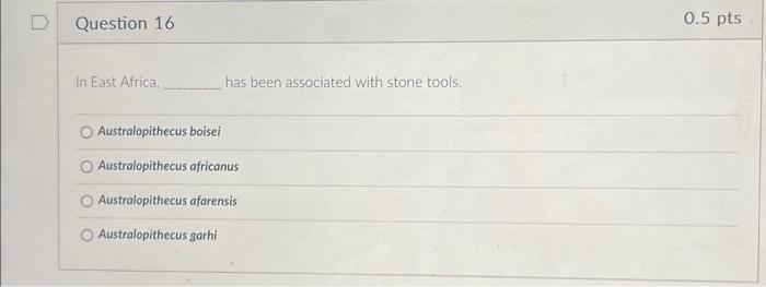In East Africa, has been associated with stone tools. | Chegg.com