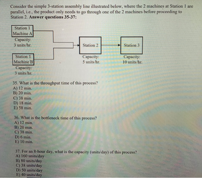 Solved Consider the simple 3-station assembly line | Chegg.com