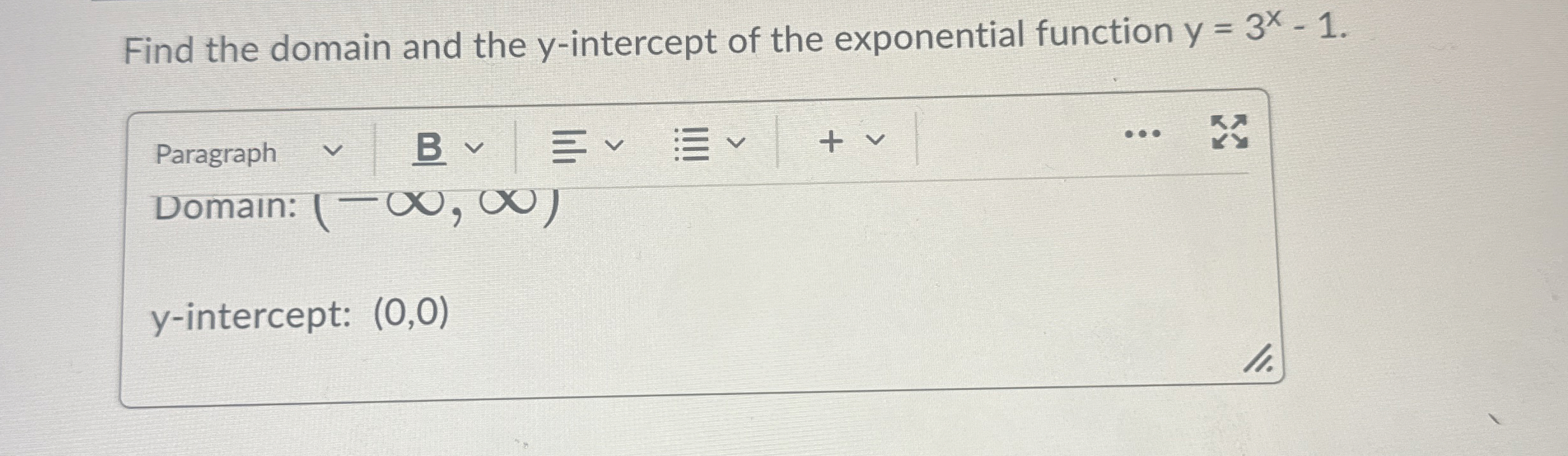 Solved Find the domain and the y-intercept of the | Chegg.com