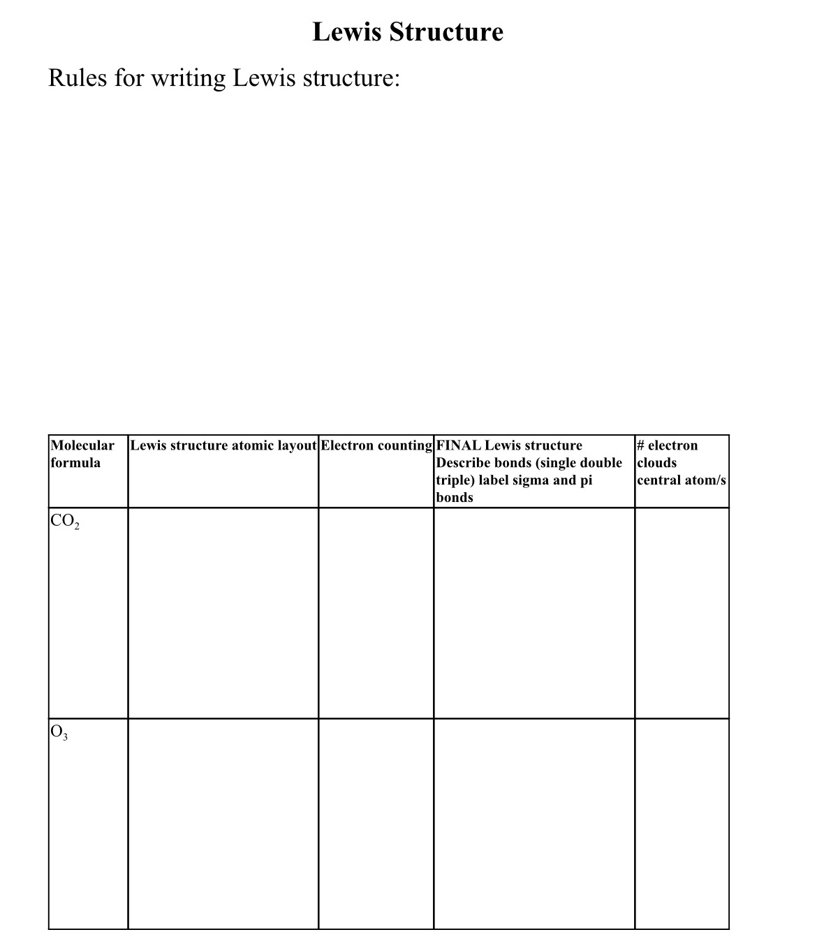 Solved Lewis StructureRules for writing Lewis structure: | Chegg.com