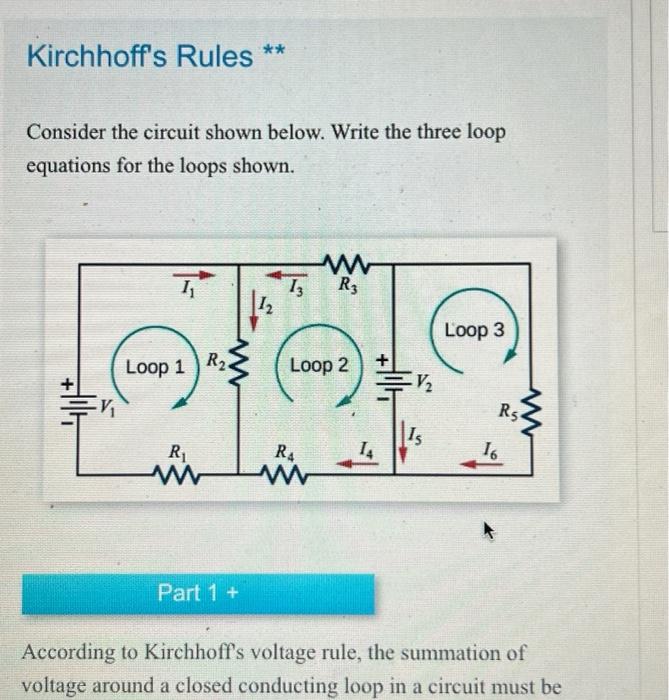 Solved Kirchhoff's Rules ** Consider the circuit shown | Chegg.com