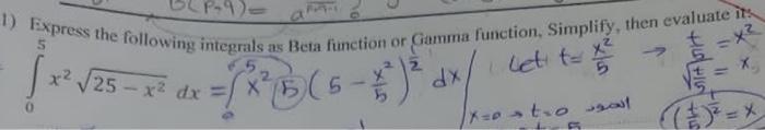 Solved Express the following integrals as Beta function or | Chegg.com