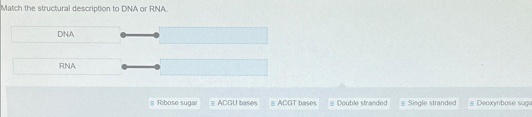 Solved Match the structural description to DNA or RNA. | Chegg.com