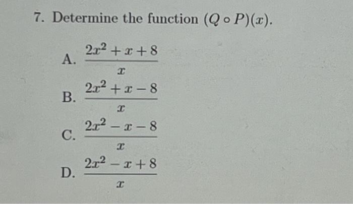 Solved For items 6-7, consider the functions given by | Chegg.com