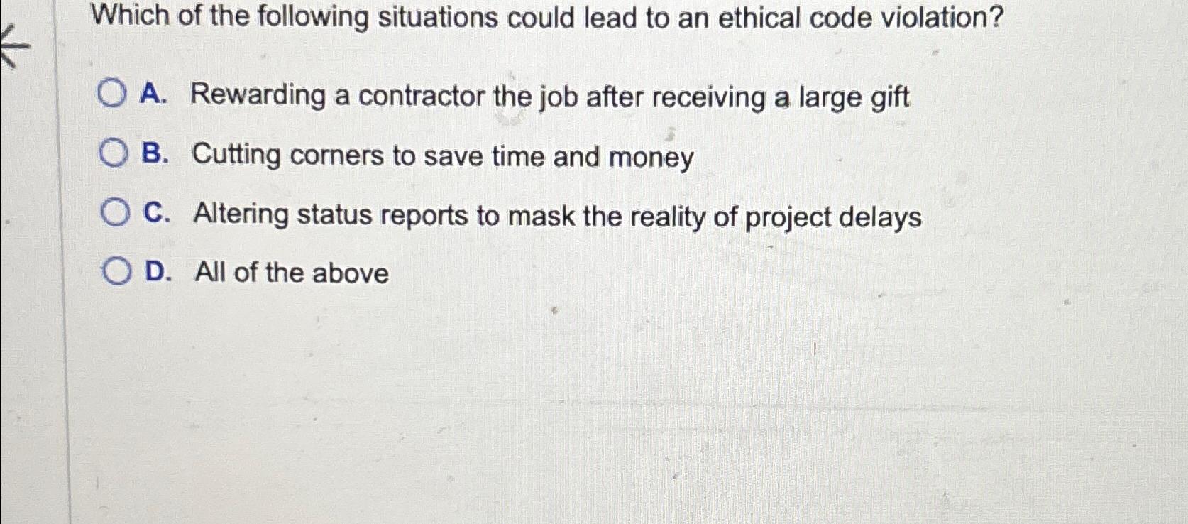 Solved Which of the following situations could lead to an | Chegg.com