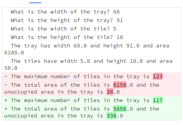 Solved here is my code :def num_tiles(): ﻿ tray_width = | Chegg.com