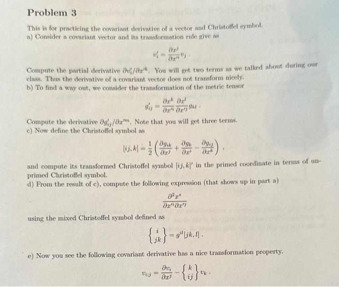 This Is For Practicing The Covariant Derivative Of A