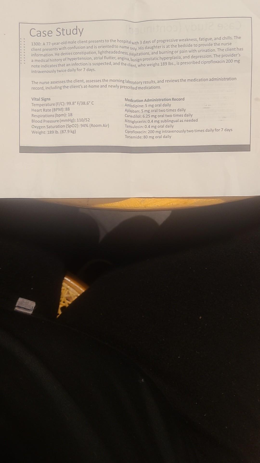 Case Study 1300: A 77-year-old male client presents | Chegg.com