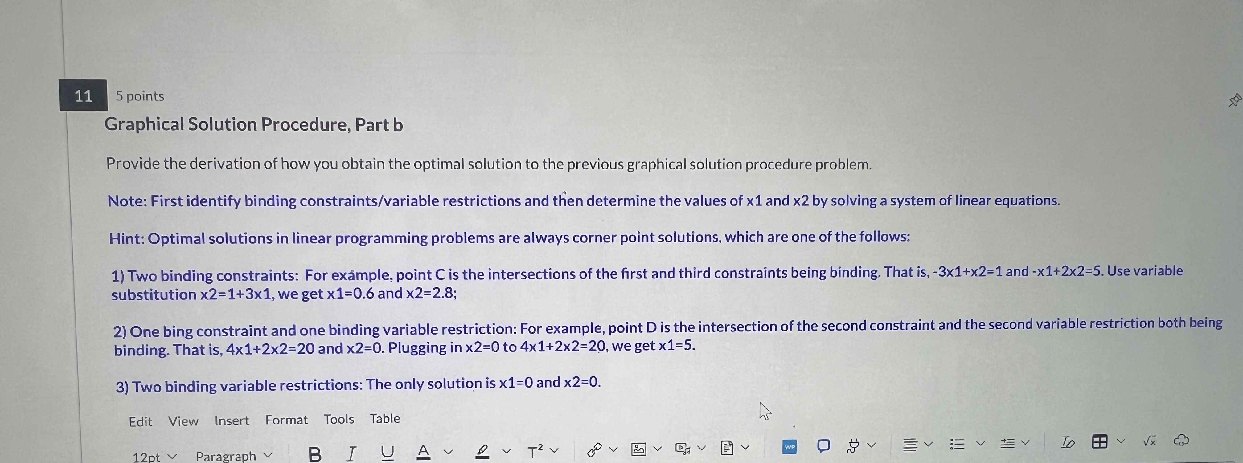 Solved Graphical Solution Procedure, Part bProvide the | Chegg.com