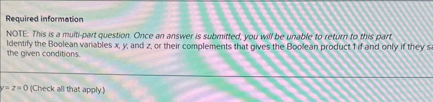Solved Required informationNOTE: This is a multi-part | Chegg.com