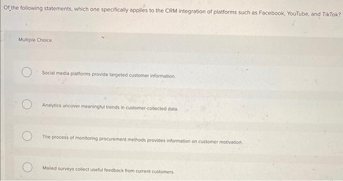 Solved Of the following statements, which one specifically | Chegg.com