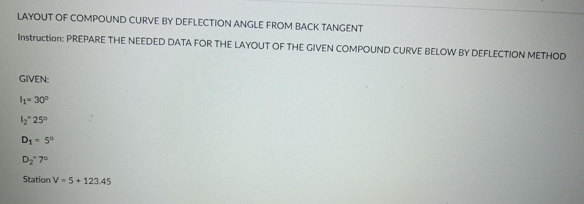 LAYOUT OF COMPOUND CURVE BY DEFLECTION ANGLE FROM | Chegg.com