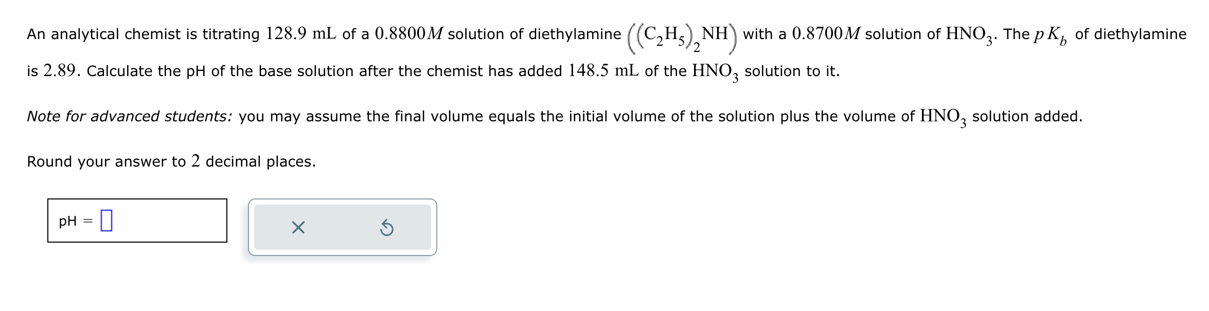 Solved An analytical chemist is titrating 128.9mL ﻿of a | Chegg.com