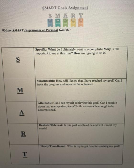 Solved Directions: Write four SMART GOALS, two | Chegg.com