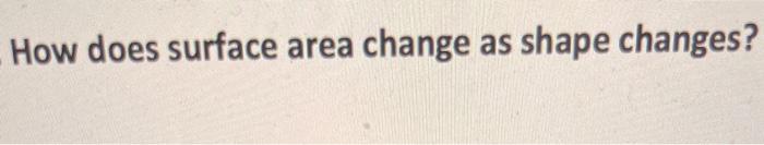 Solved How does surface area change as shape changes? | Chegg.com