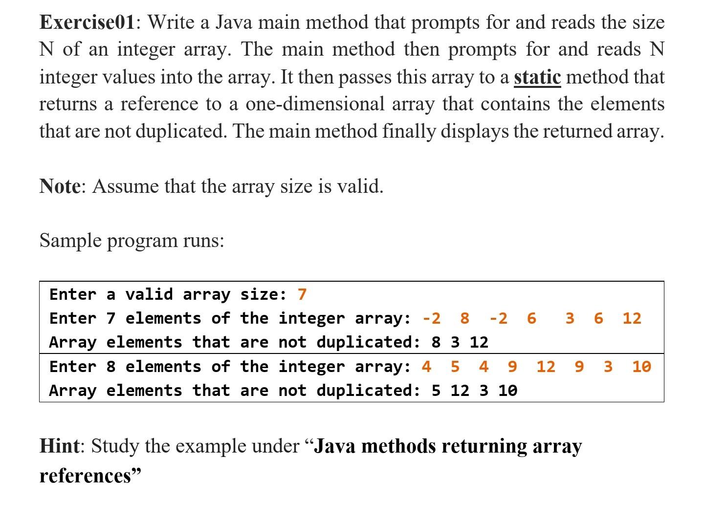 Solved Exercise01: Write a Java main method that prompts for | Chegg.com