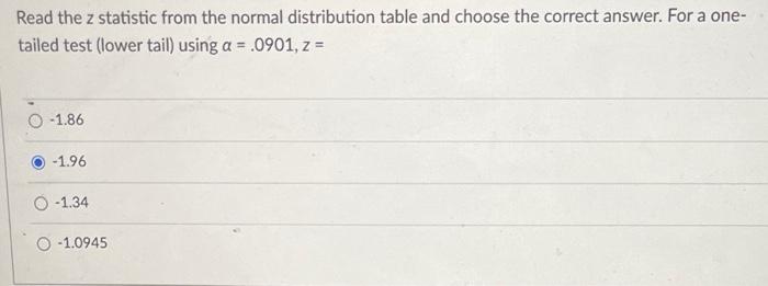 Solved Read the z statistic from the normal distribution | Chegg.com