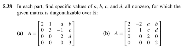 Solved 5.38 In each part, find specific values of a, b, c, | Chegg.com