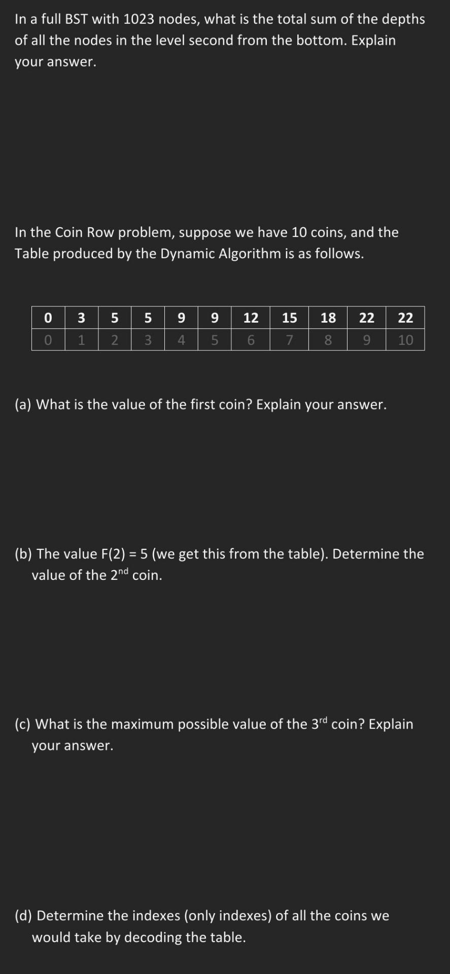 Solved In a full BST with 1023 nodes, what is the total sum | Chegg.com