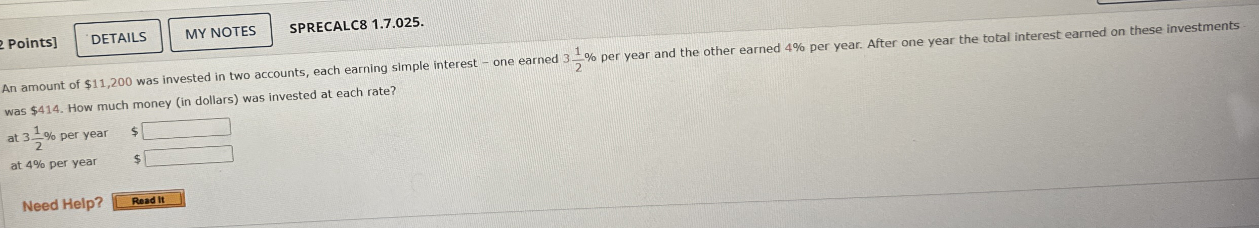 Solved Points]SPRECALC8 1.7.025.was $414. ﻿How much money | Chegg.com