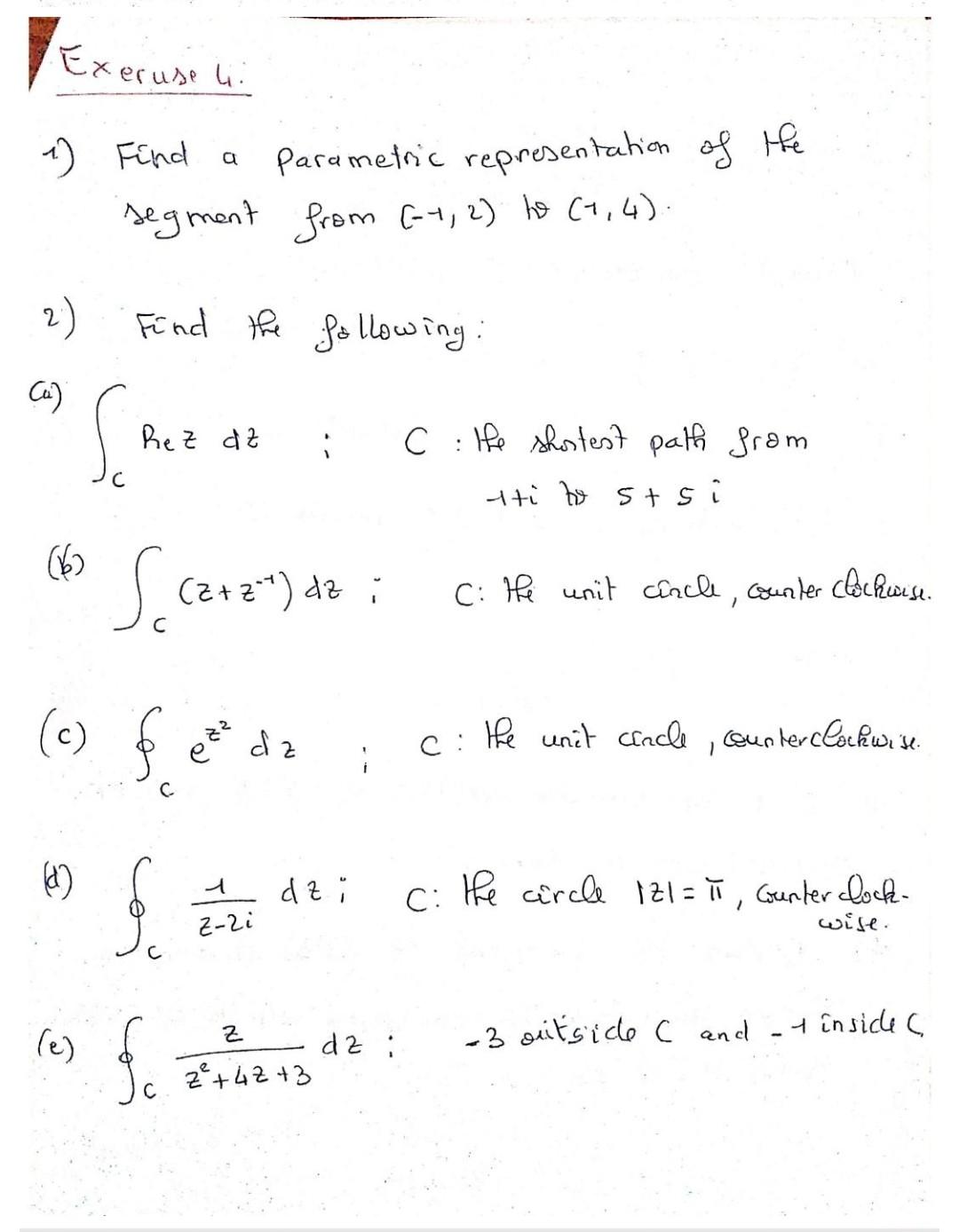 Solved Exeruse hi a 1 Find parametric representation of the | Chegg.com