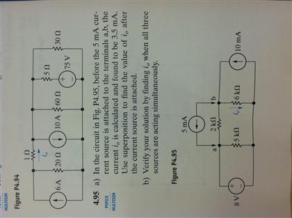 Solved In the circuit in Fig. P4.95, before the 5 mA current | Chegg.com