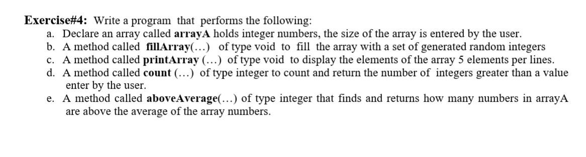 Solved Exercise#4: Write a program that performs the | Chegg.com