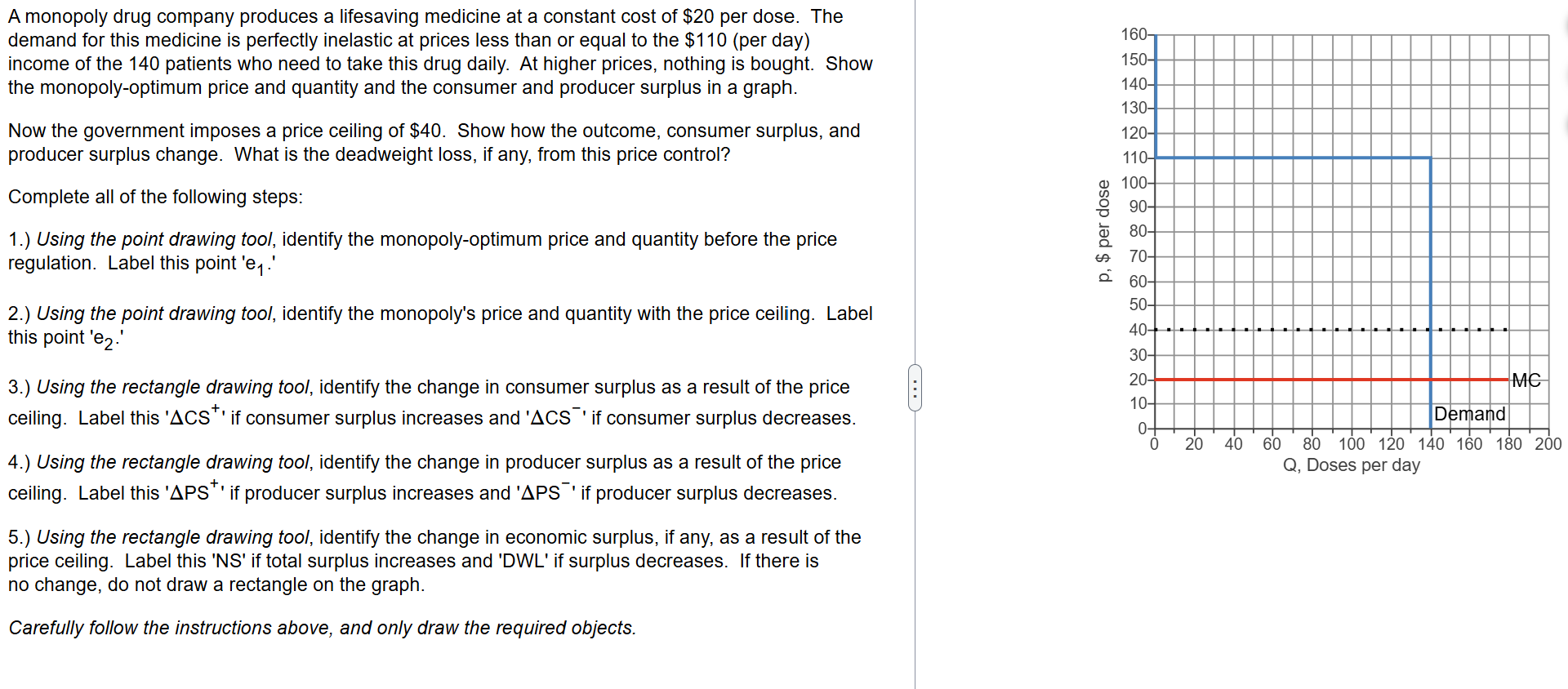 Solved A monopoly drug company produces a lifesaving | Chegg.com