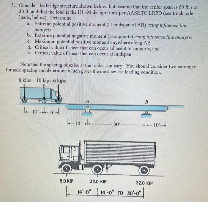 Solved 5. Consider the bridge structure shown below, but | Chegg.com