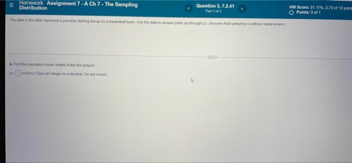 Homework Assignment 7 A Ch 7 The Sampling