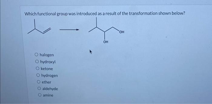 Solved Which functional group was introduced as a result of | Chegg.com