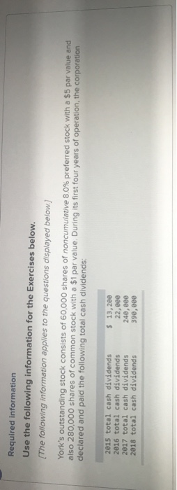 Solved Required information Use the following information | Chegg.com