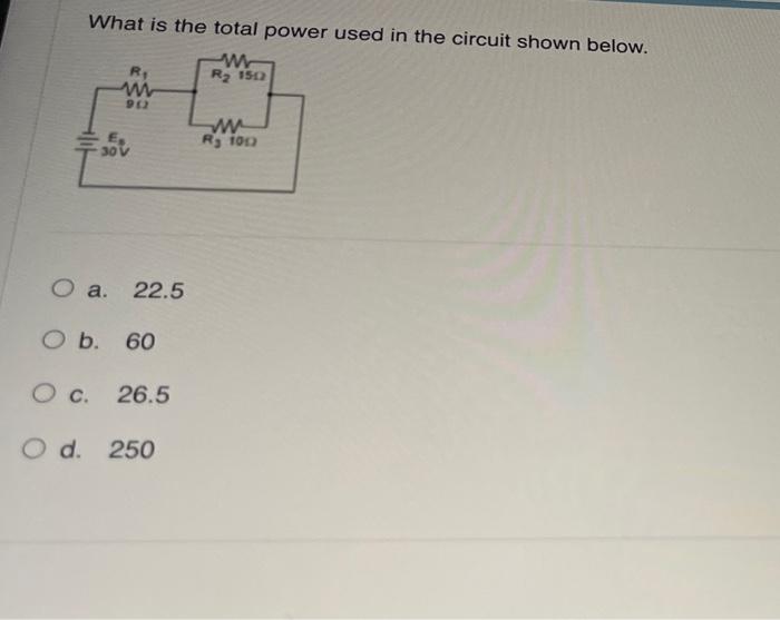 Solved What is the total power used in the circuit shown | Chegg.com