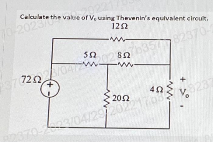 Solved Calculate the value of V0 using Thevenin's equivalent | Chegg.com