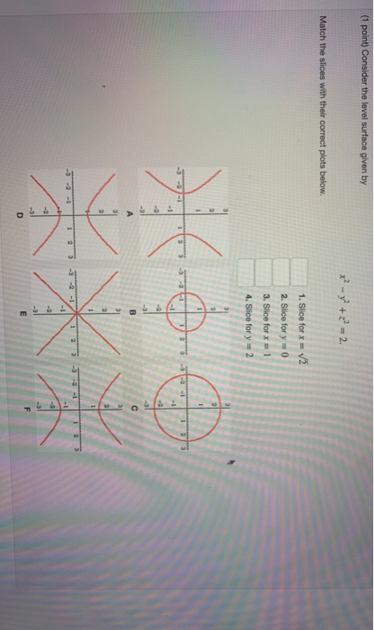 Solved (1 point) Consider the level surface given by x² - y² | Chegg.com