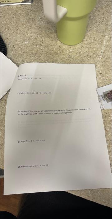 Solved 25. sen(4(2n+5)−11=6−2(4c−17 27. Sove: 5x−3+2x=7r+4 | Chegg.com