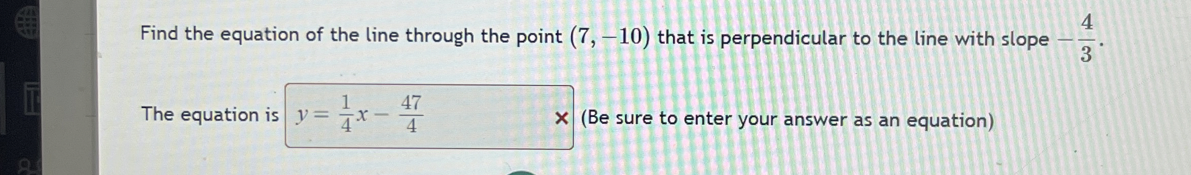 Solved Find the equation of the line through the point | Chegg.com