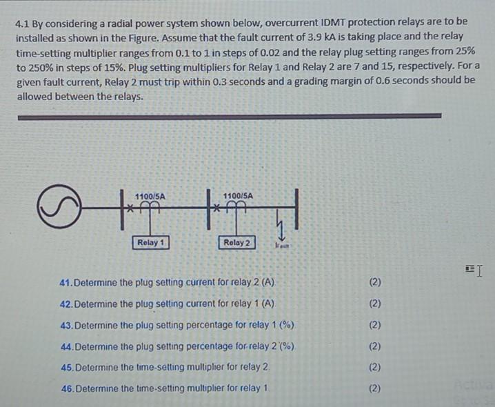 Solved 4.1 By considering a radial power system shown below, | Chegg.com