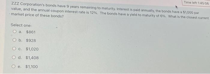 Solved ZZZ Corporation's bonds have 9 years remaining to | Chegg.com