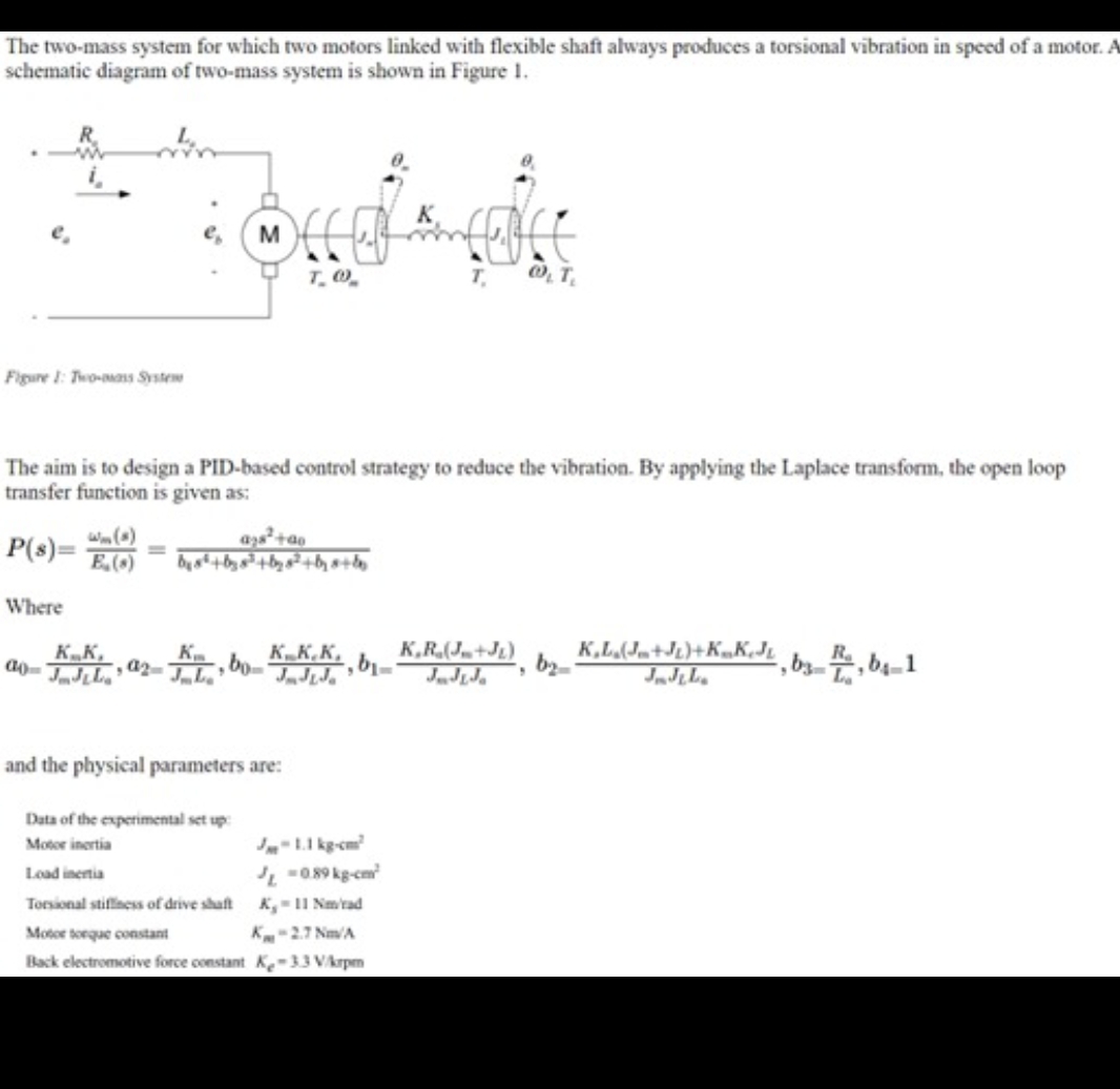 Solved The two-mass system for which two motors linked with | Chegg.com