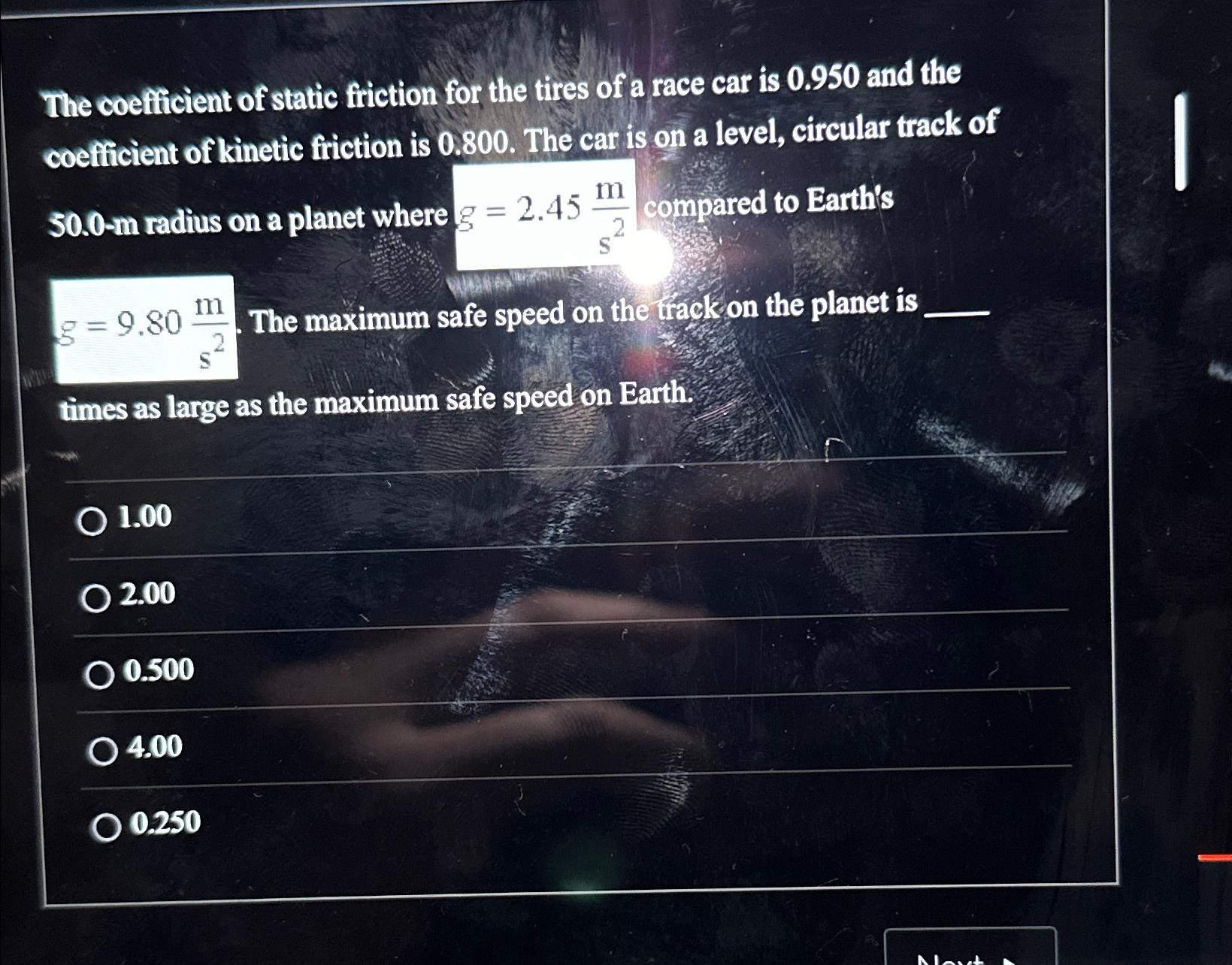 Solved The coefficient of static friction for the tires of a | Chegg.com
