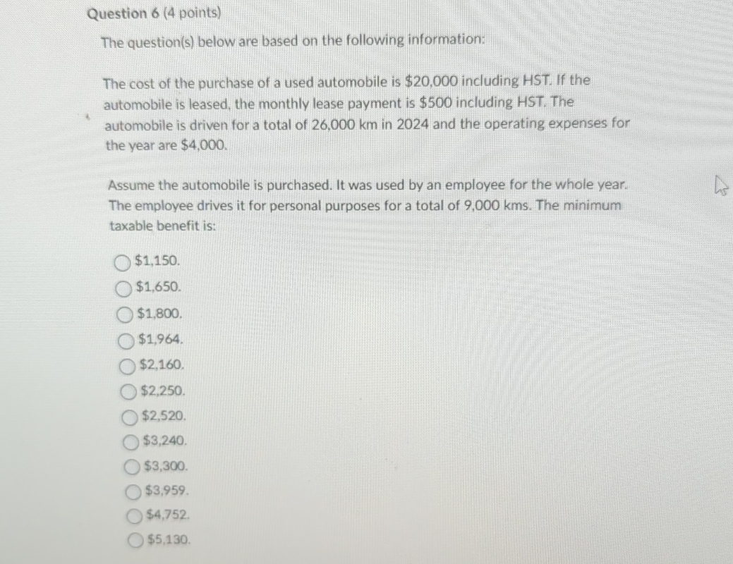 Solved Question 6 (4 ﻿points)The question(s) ﻿below are | Chegg.com