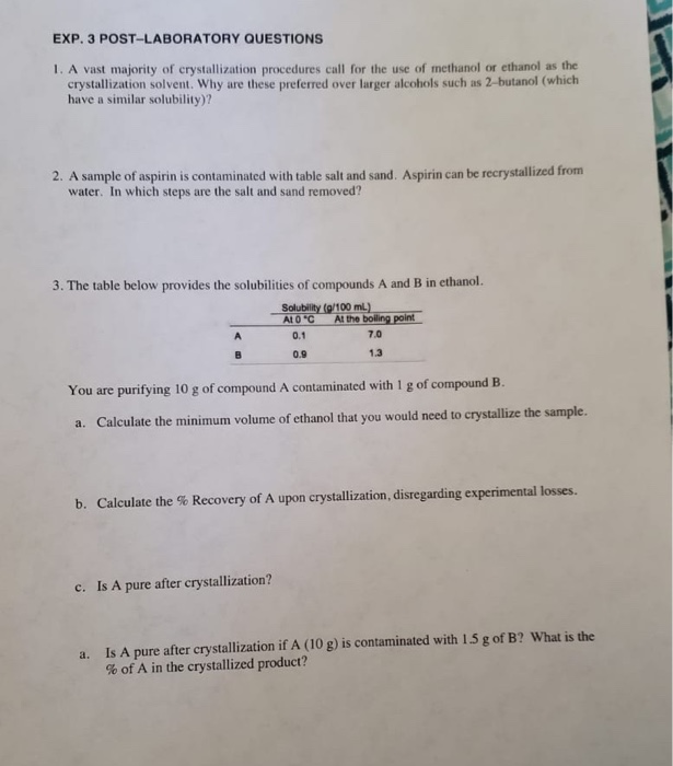 Solved EXP. 3 POST-LABORATORY QUESTIONS 1. A vast majority | Chegg.com