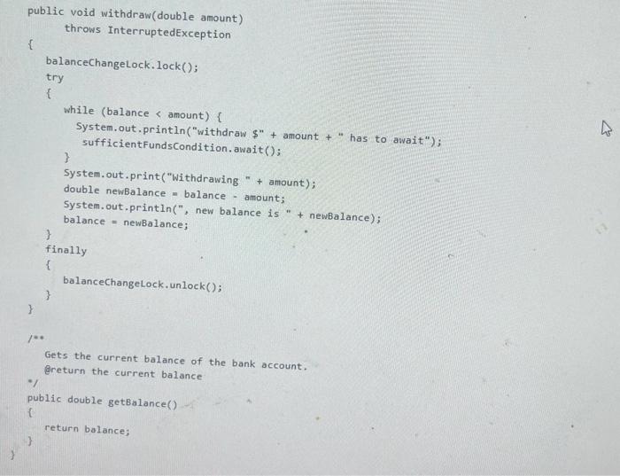 Solved public void withdraw(double amount) throws | Chegg.com