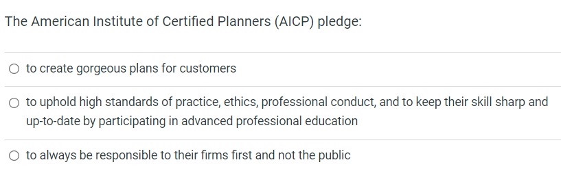 Solved The American Institute of Certified Planners (AICP) | Chegg.com