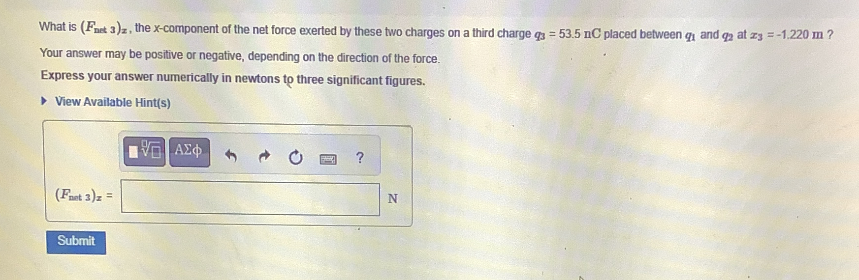 Solved What is (Fnet 3)x, ﻿the x-component of the net force | Chegg.com