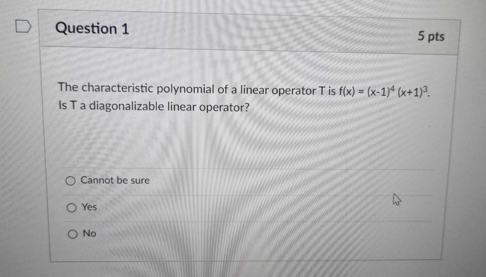 Solved The characteristic polynomial of a linear operator T | Chegg.com