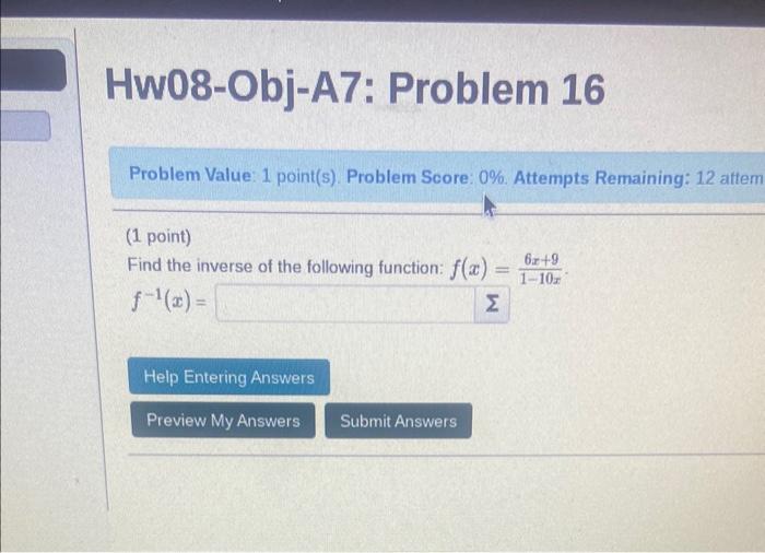 Solved Hw08-Obj-A7: Problem 1 Problem Value: 1 point(s). | Chegg.com