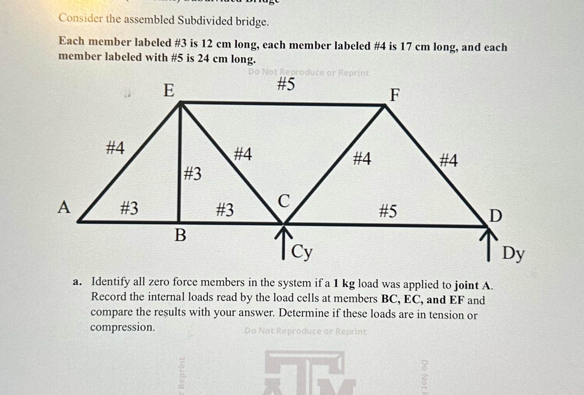 Solved Consider the assembled Subdivided bridge.Each member | Chegg.com
